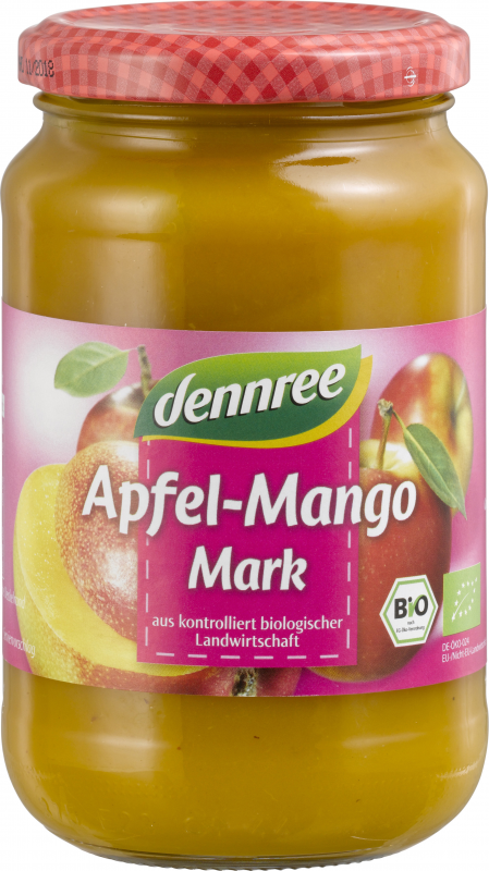 Piure bio de mere si mango fara zahar, 360g - Dennree | Prova.ro
