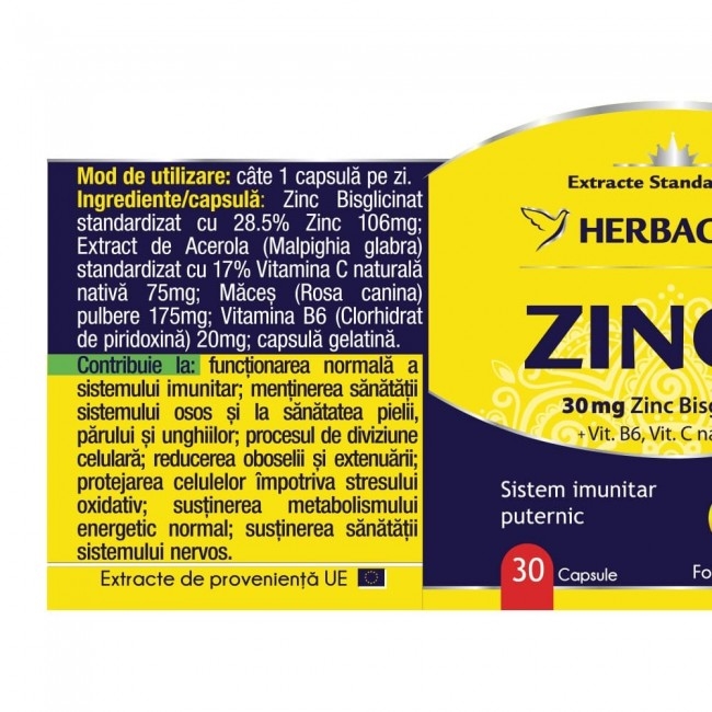 Zinc FORTE, supliment natural HERBAGETICA | Prova.ro