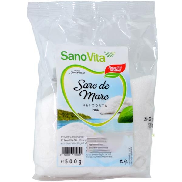 Sare de mare fina neiodata, 500g - Sanovita | Prova.ro